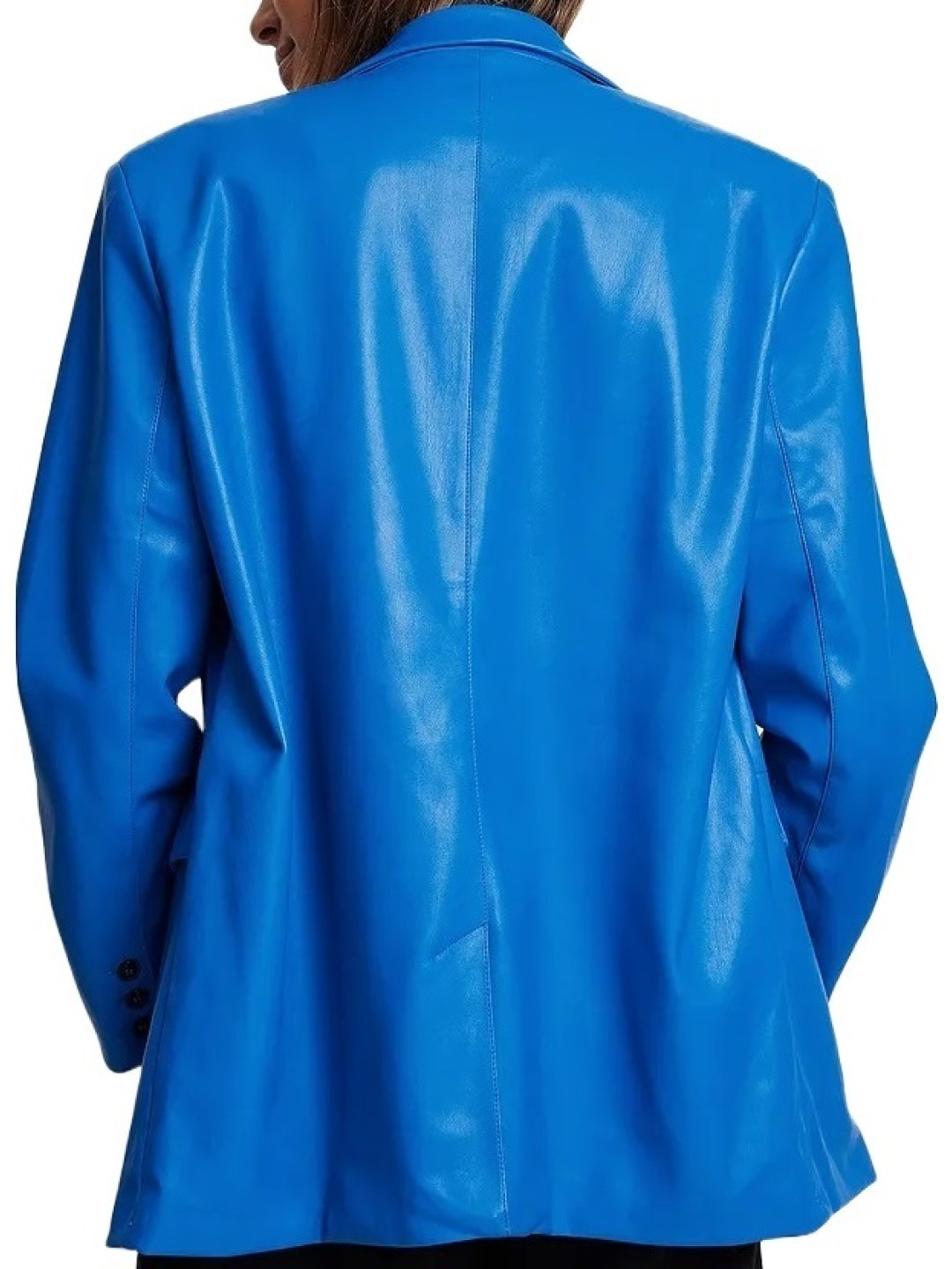 Custom Made Blue Leather Blazer