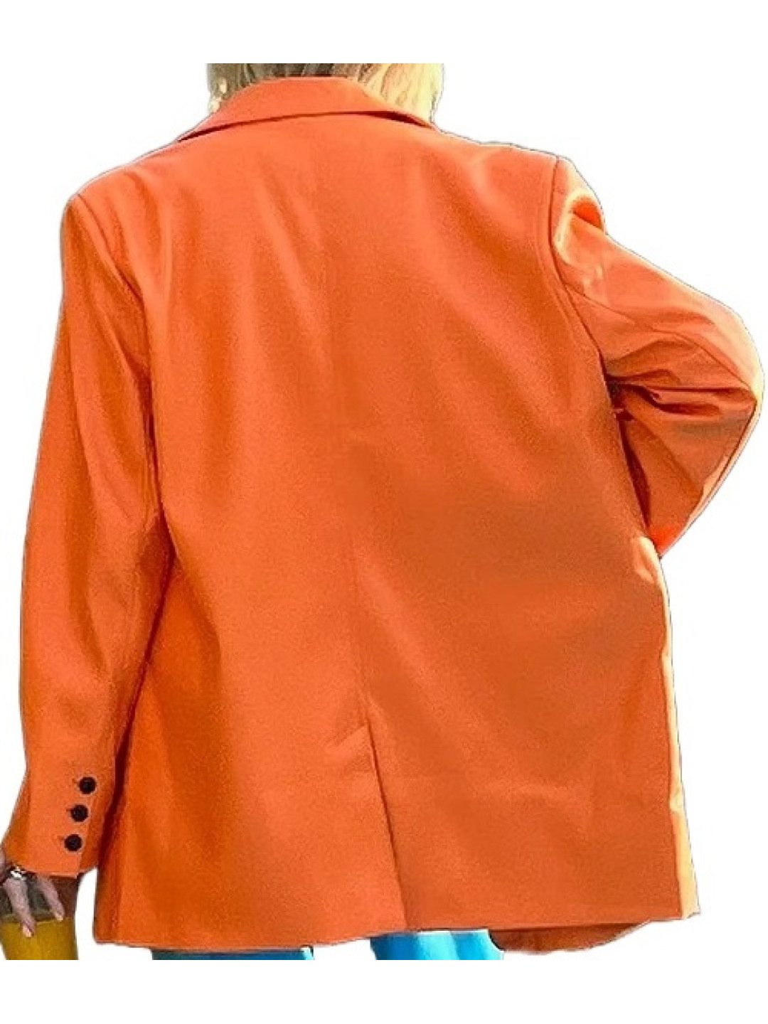 Custom Made Orange Leather Blazer