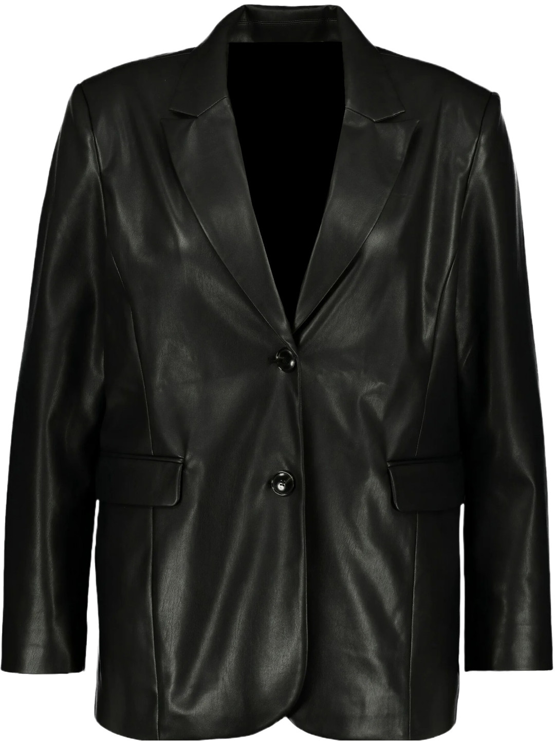 Oversized Black Collar Leather Blazer